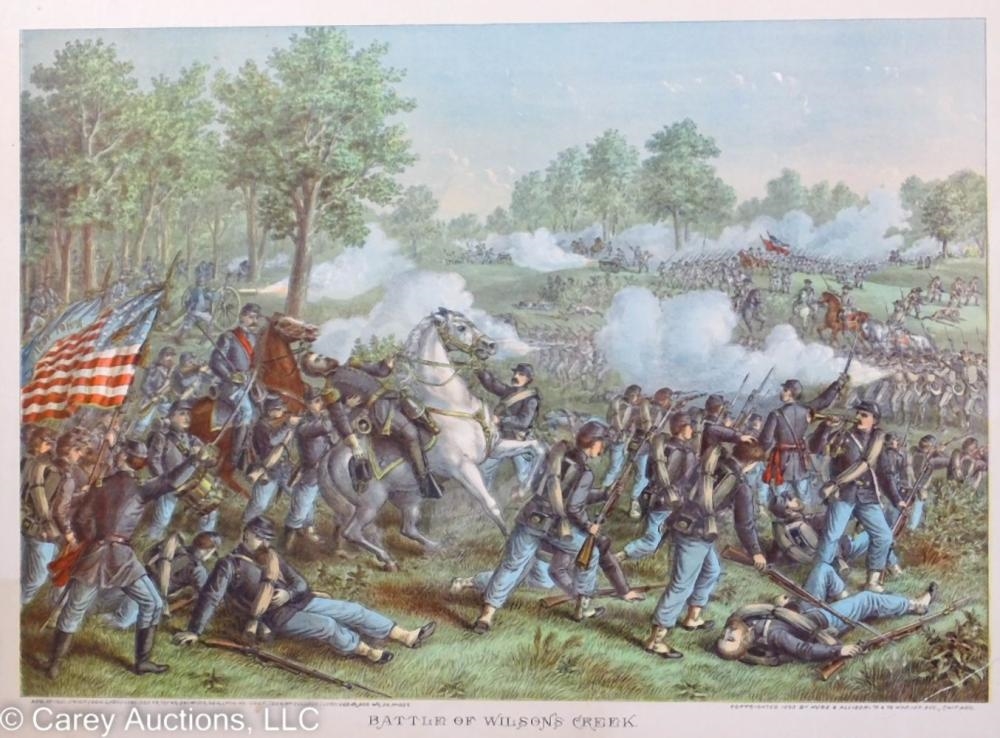 Kurz & Allison | 1861 CIVIL WAR BATTLE OF WILSONS CREEK CHROM LITHO (10 ...
