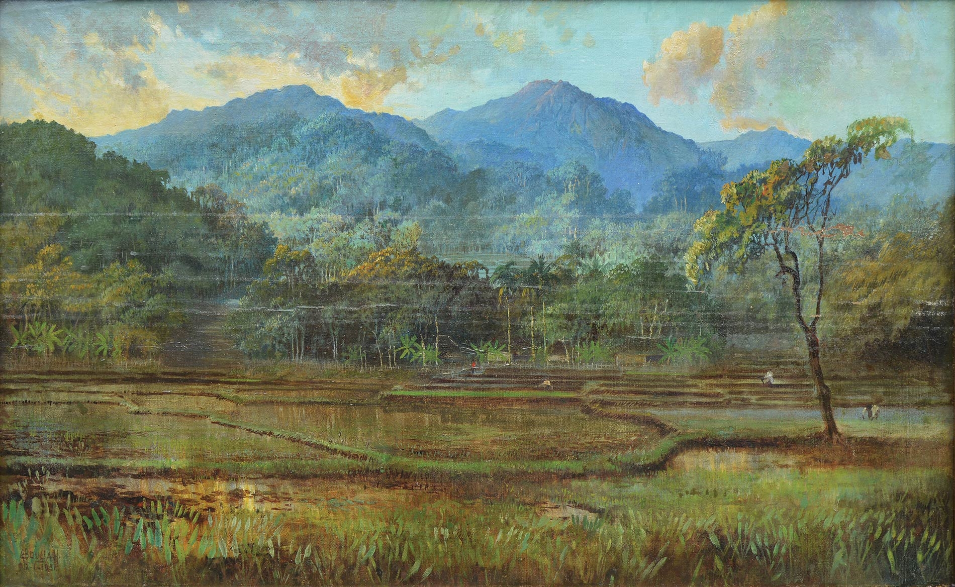 Abdullah Suriosubroto | Sawah di Kaki Gunung (1951) | MutualArt