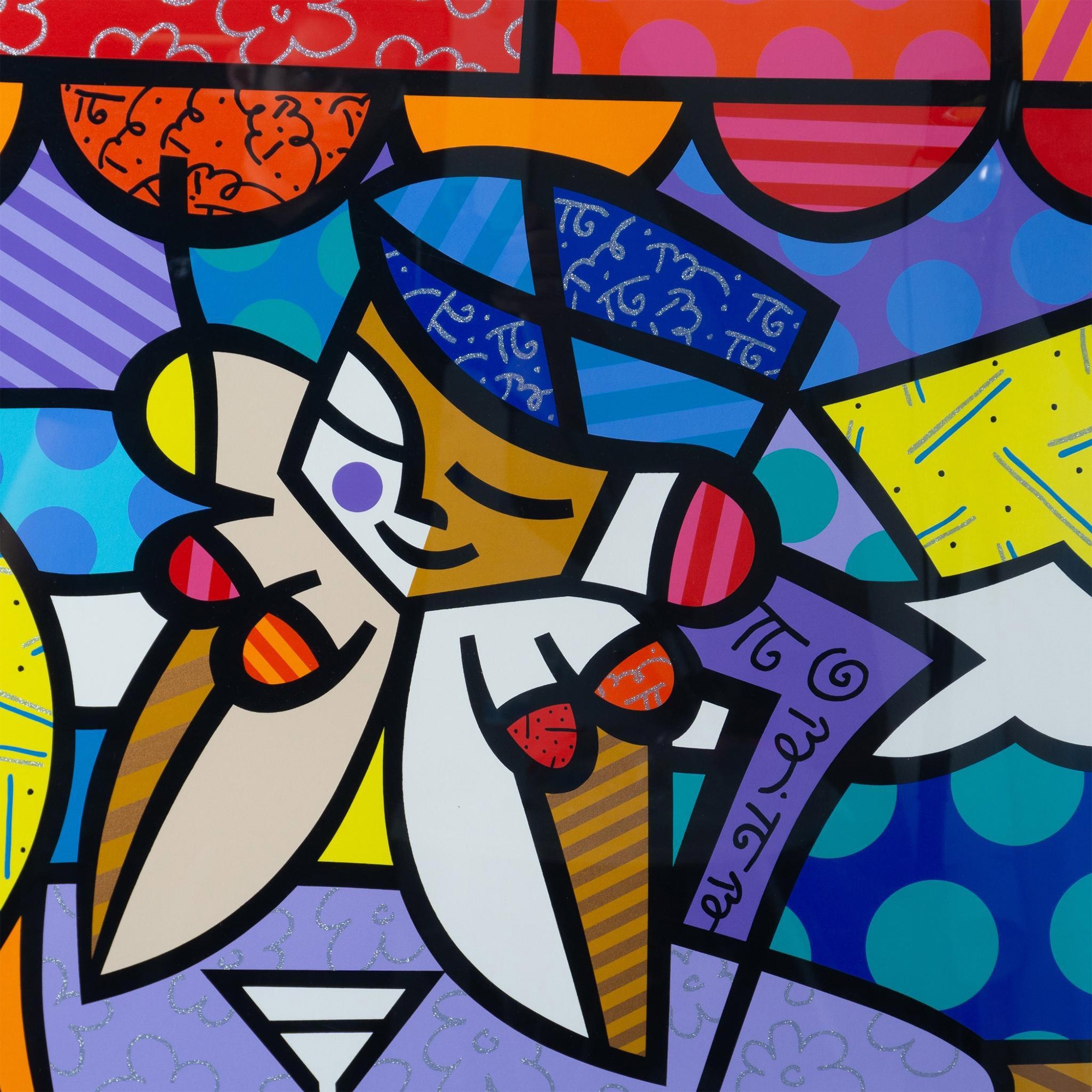 Romero Britto | Monumental color serigraph on paper entitled Doing ...
