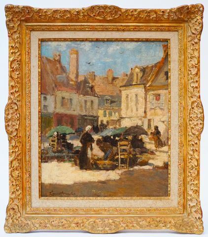 Fernand Maillaud | Fernand MAILLAUD (1862-1948) Place du Marché Huile sur toile sign... | MutualArt