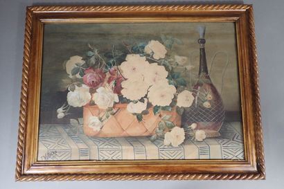 Franz Nitsche | Nature morte au bouquet de roses et sa bouteille (1911 ...