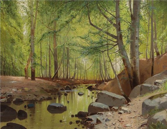 Christian Peder Mørch Zacho | Summer day at a stream in the woods ...