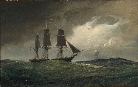 Vilhelm Melbye | Seascape with the ship “Valkyrien“ (1851) | MutualArt
