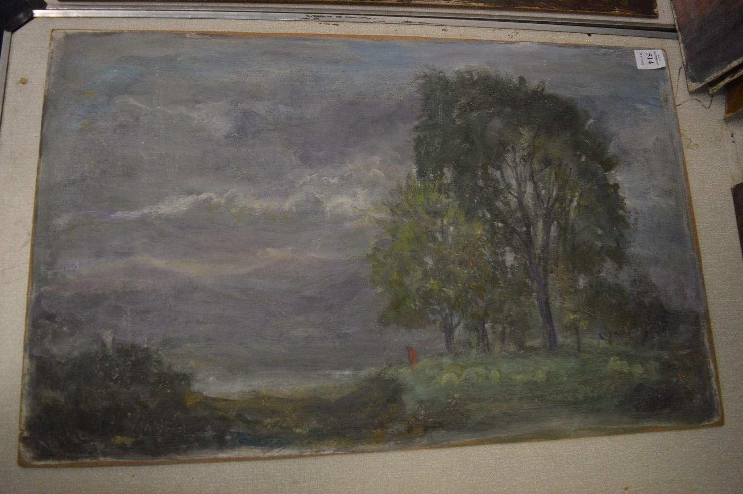 George Weissbort | Landscape with trees and a figure in red | MutualArt
