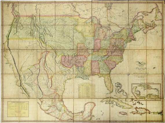 John Melish | John Melish Engraved Wall Map of the United States with ...