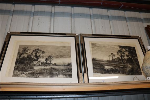 Benjamin Williams Leader | pencil signed pair of black and white prints ...