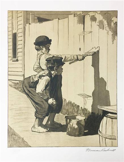 Norman Rockwell | Whitewashing the Fence (1970) | MutualArt