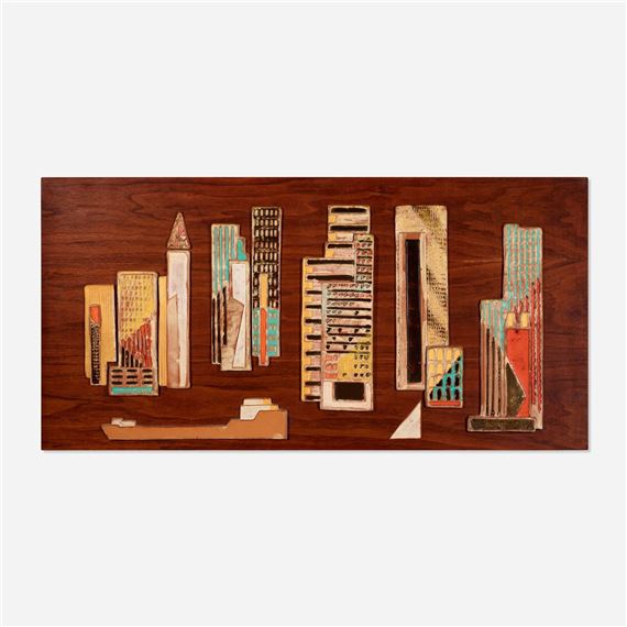 Harris G. Strong | Monumental assemblage with city skyline and boats ...