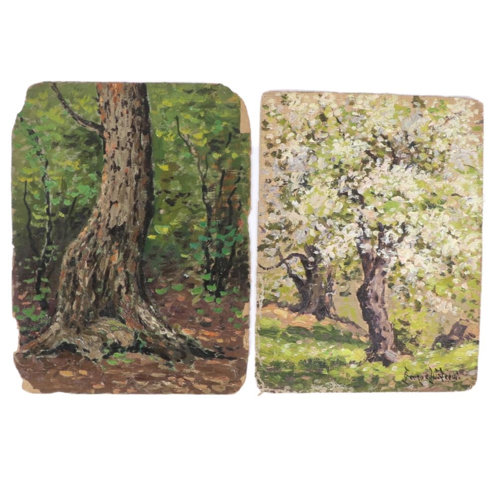 George W. Drew | dogwood trees / tree trunk in forest (1875) | MutualArt