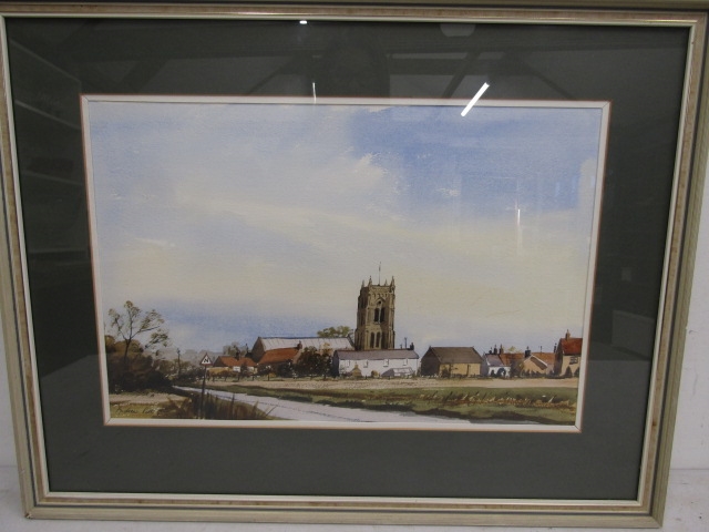 Andrew Pitt | Andrew Pitt watercolour of a village scene Wisbech area ...