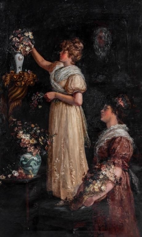 Charles Muller | Charles Muller Arranging Flowers Oil on Canvas (Late 19th Century) | MutualArt