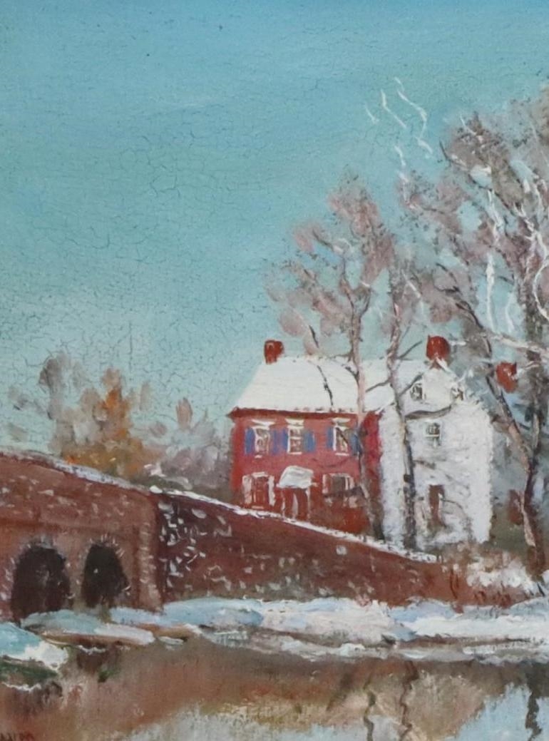 Walter Emerson Baum | Impressionist landscape with a snow covered red ...