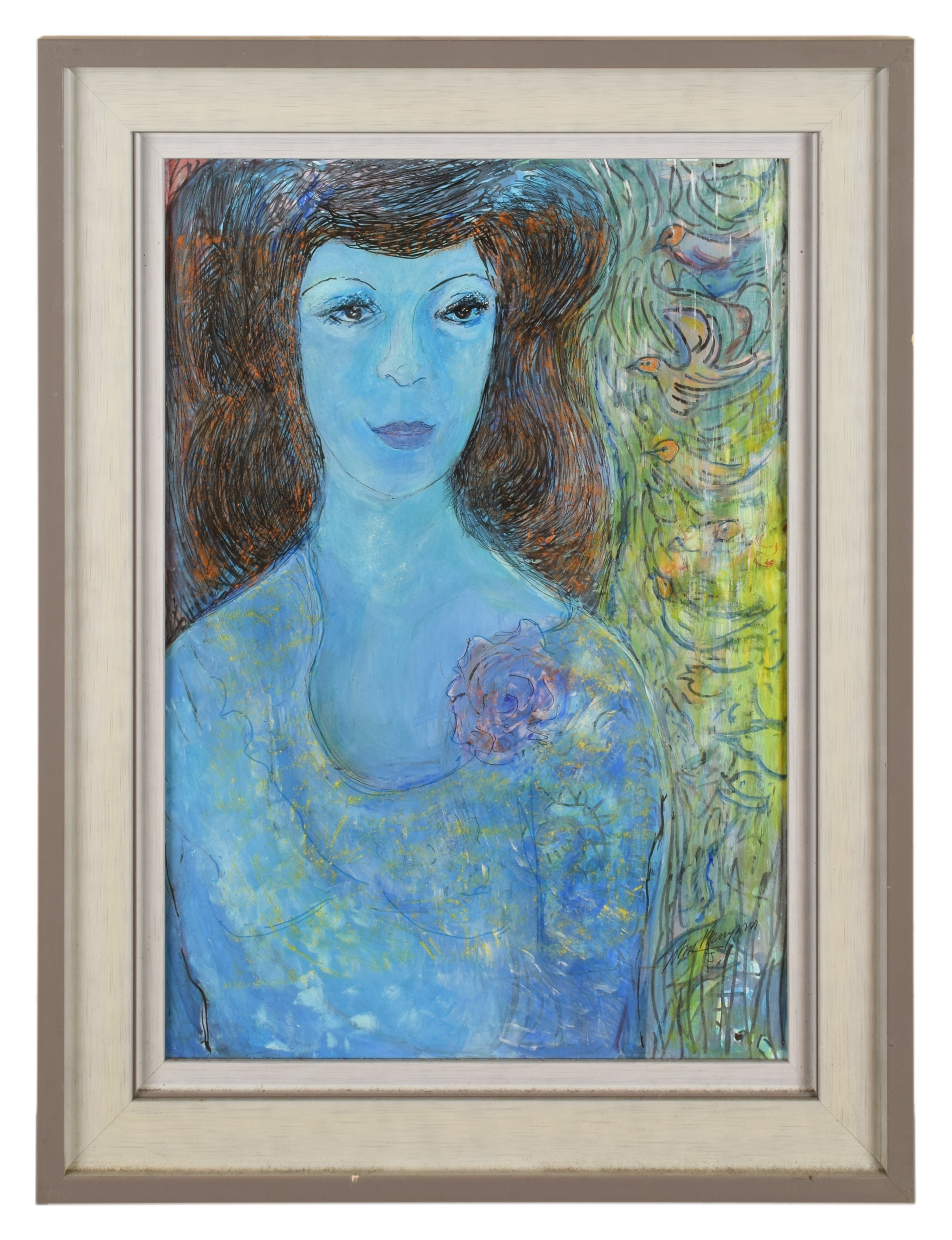 John Thompson | Portrait of a woman with birds | MutualArt