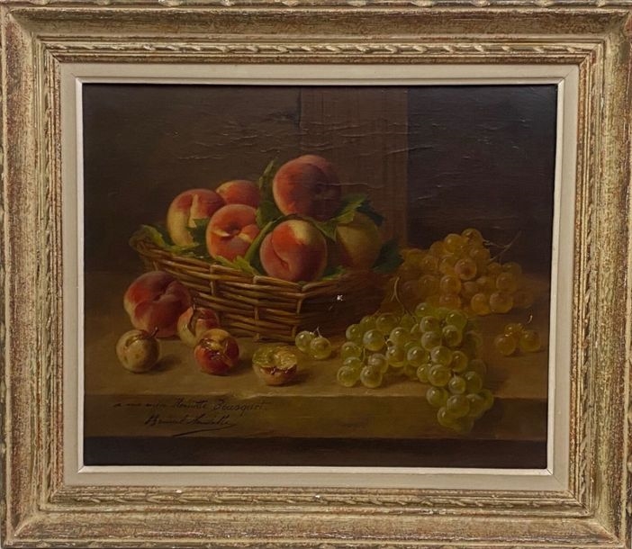Arthur Alfred Brunel de Neuville | Still Life with Peaches and Grapes ...