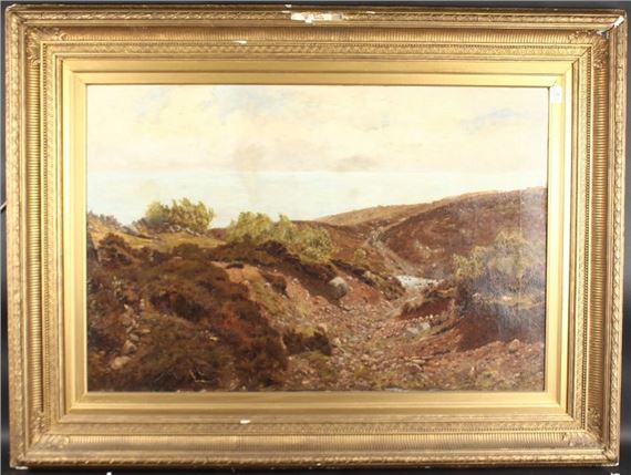 Herbert Moxon Cook | Sheep on a rocky coastal path with a sea view ...