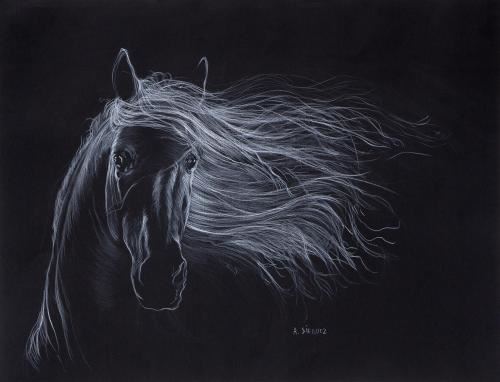 Rafael Diéguez | DIBUJO DE CABEZA DE CABALLO CON CRINES AL VIENTO, 2023 ...