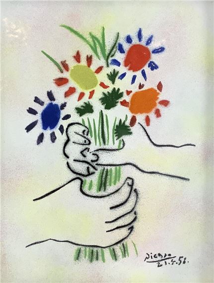 Pablo Picasso | Pablo Picasso Le Bouquet De Fleurs Enamel Tile | MutualArt