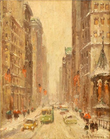 Guy Carleton Wiggins | New York City Winter Street Scene | MutualArt