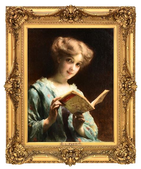 Étienne Adolphe Piot | Portrait of a Young Woman Reading | MutualArt