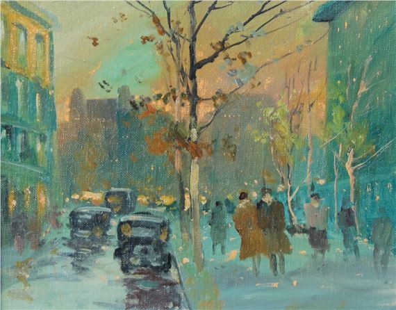 William Arnold Eyden Jr. | New York Street Scene at Sunset | MutualArt
