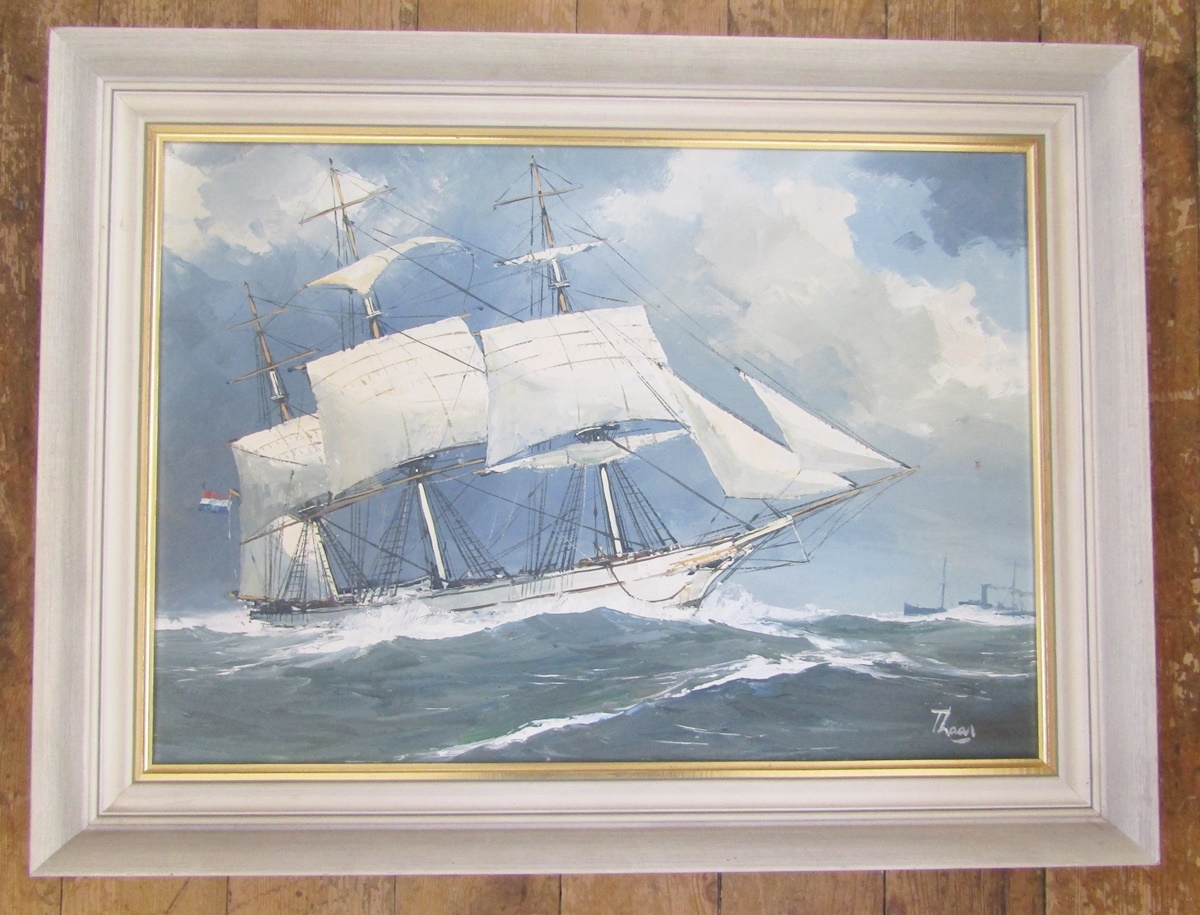 Bernard Laarhoven | Dutch sailing boat at sea with steamboat in the ...