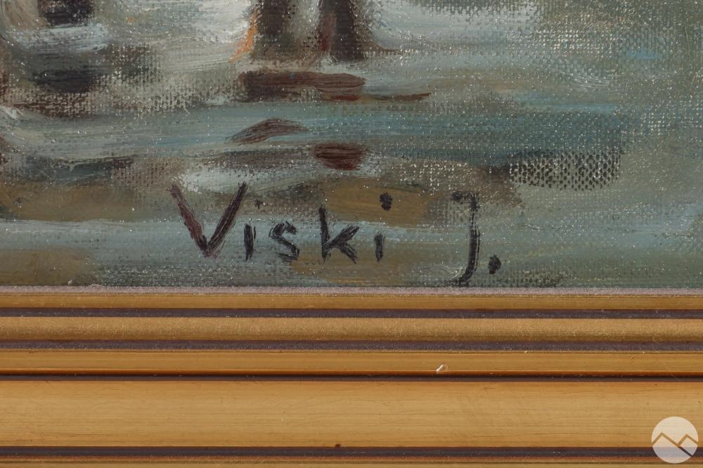 Jean Viski | Jean Viski 1891-1965 Horses in Water Oil Painting | MutualArt