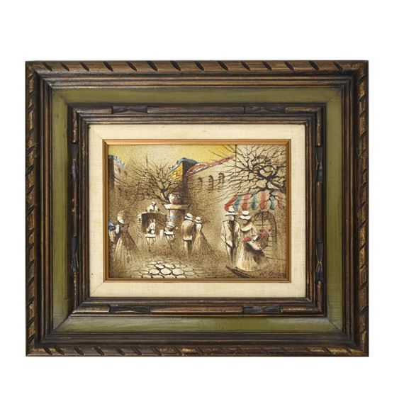 Jack Laycox | Oil on Board Depicting a City Street Scene | MutualArt