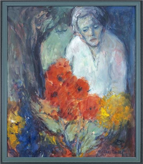 Hans Nowak | Bildnis einer Frau mit Blumen (1922) | MutualArt