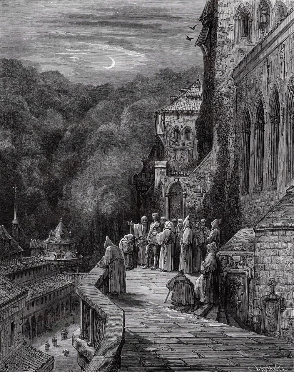 Gustave Doré | Gustave DORE SIGNED 1800s Woodcut Rinaldo Hears of ...