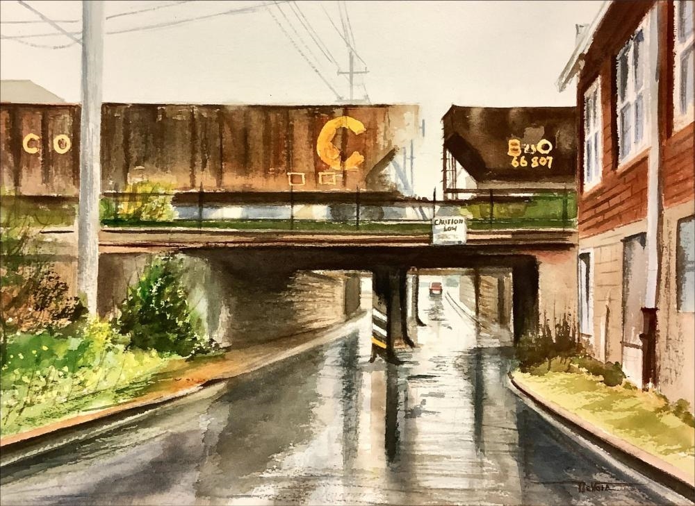 James Devore | Signed Watercolor by James DeVore of Train on Trestle ...
