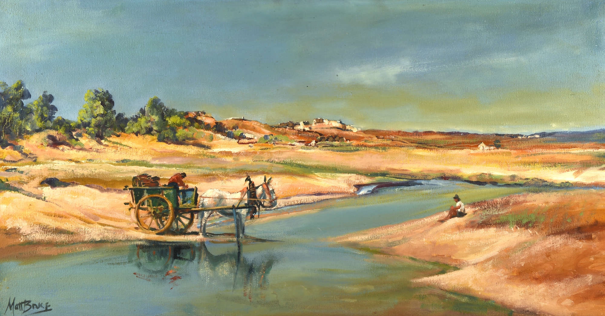 Matt Bruce | horse and cart crossing a river | MutualArt