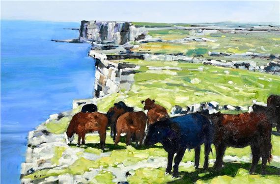 Michael Hanrahan | Cattle on Dun Angus, Inis Mor | MutualArt