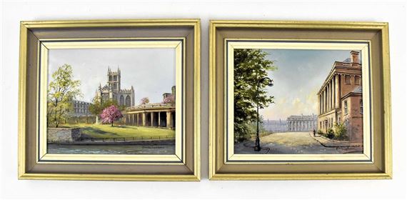 George Horne | TWO OIL ON CANVAS PAINTINGS DEPICTING SCENES OF CITY OF ...