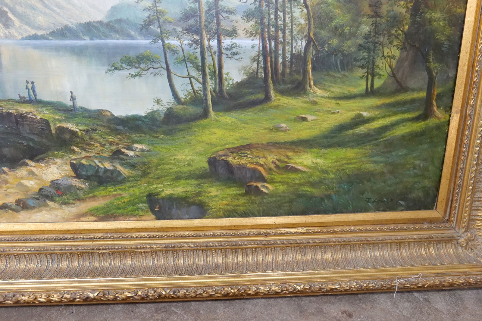 J. Louis | Monumental Serigraph with Hand Painted Mountain Scene (Late ...