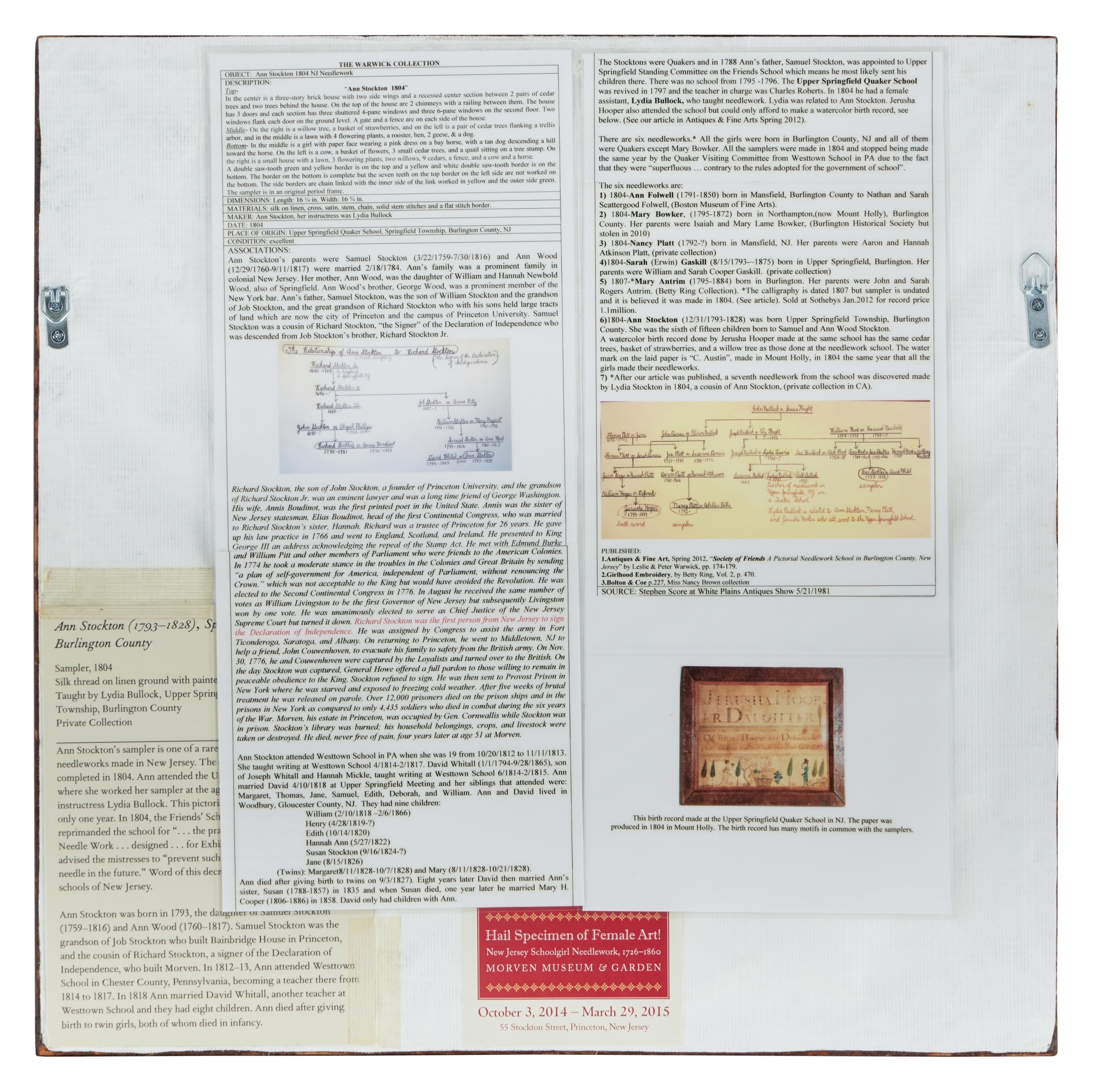 Ann Stockton | A Very Rare and Important Needlework Sampler, Ann ...