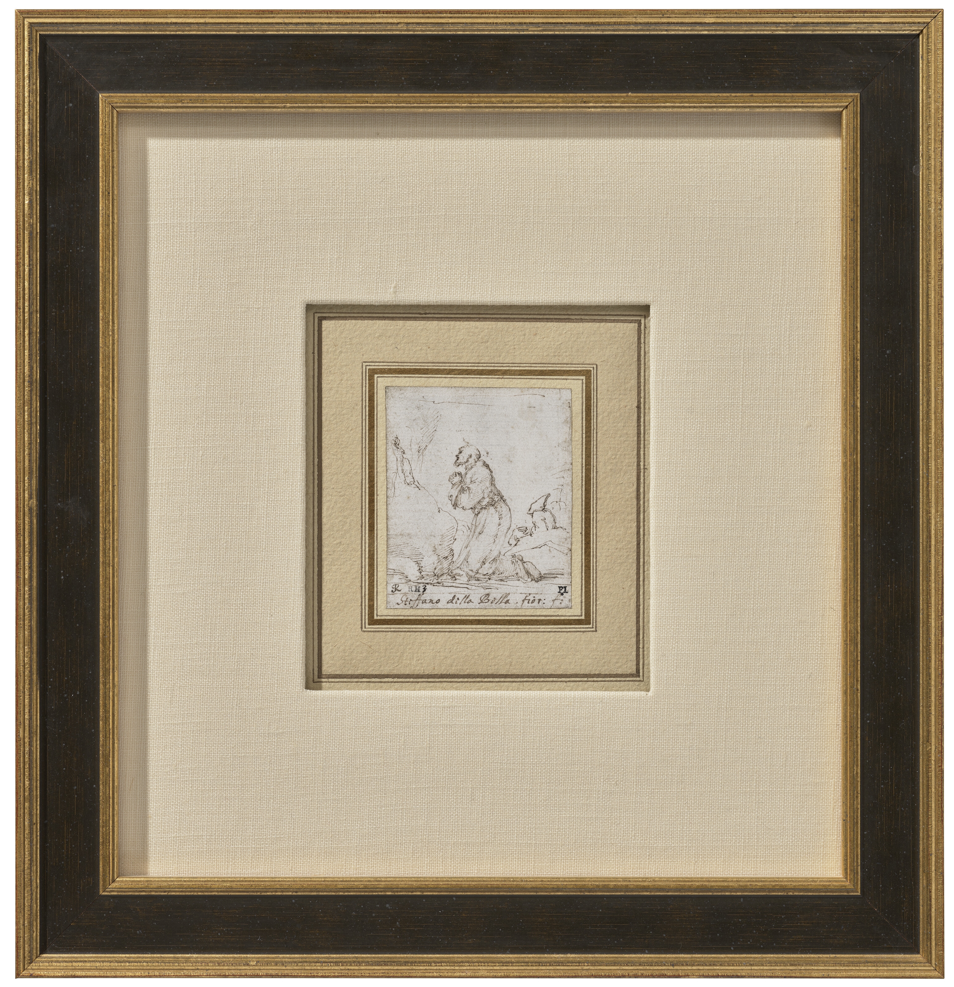 Stefano della Bella | Saint Francis kneeling in front of a Crucifix ...