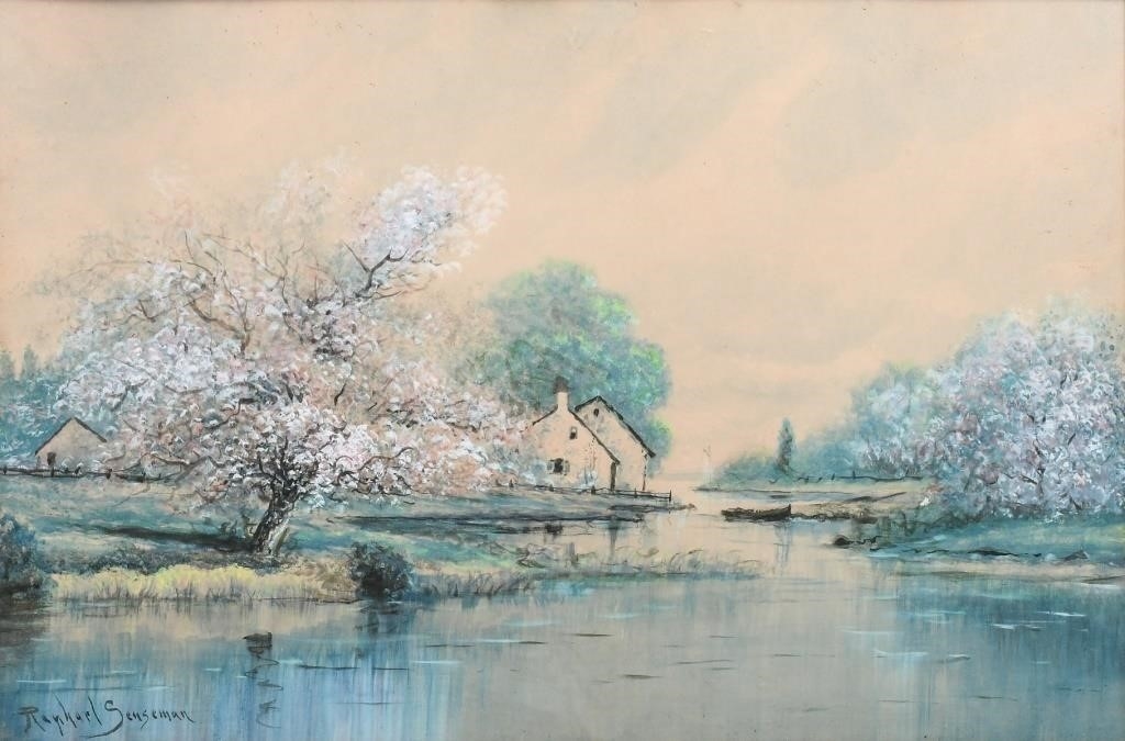 Raphael Senseman | Riverside Landscape with Blossoming Apple Trees ...
