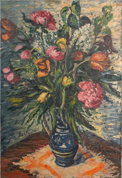 Albert Bertalan | Flower still life . Oil on canvas. Signed . 73 x 50 ...