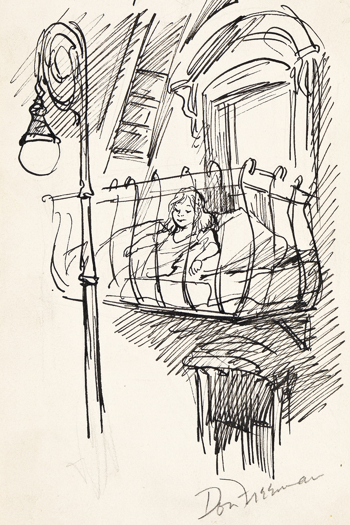 Don Freeman | Girl on a Balcony | MutualArt