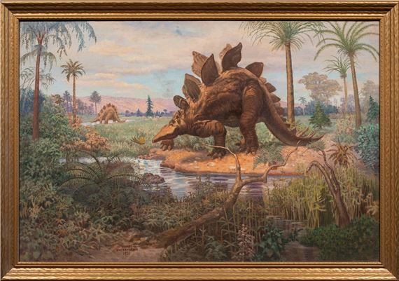 Gerhard Ernest Untermann | Stegosaurus by a Pond (1931) | MutualArt