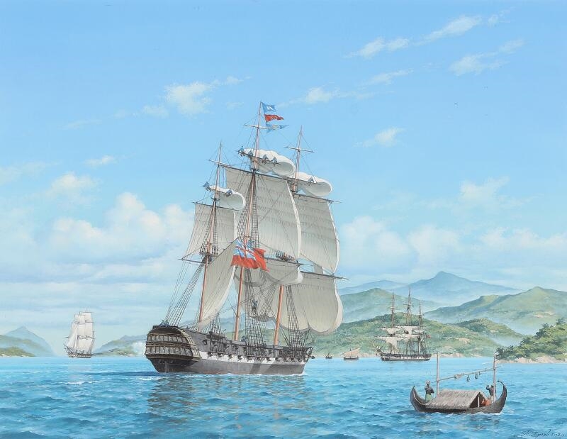 Andrej Tron | English vessels off a tropical coast (2002) | MutualArt