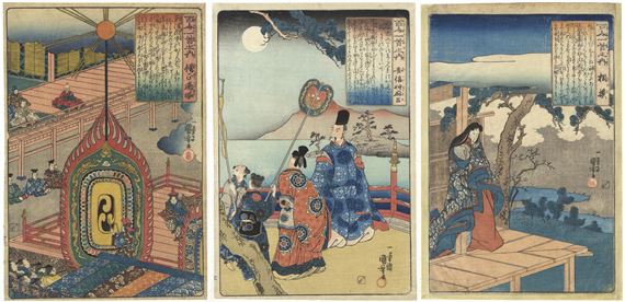 Utagawa Kuniyoshi | Sojo Henjo / Abe no Nakamaro / Sagami | MutualArt