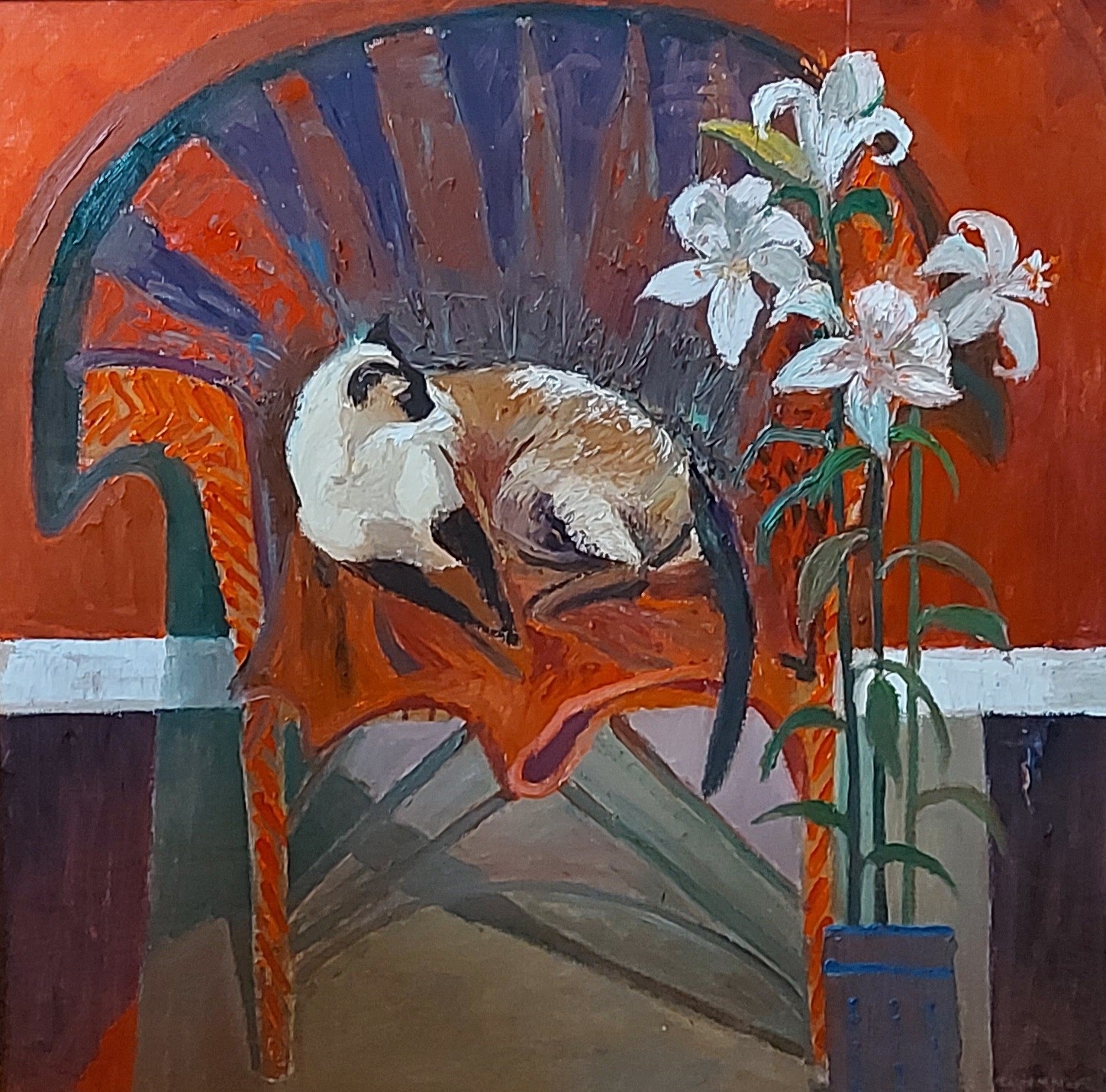 David McLeod Martin | Resting Siamese and Lillies | MutualArt
