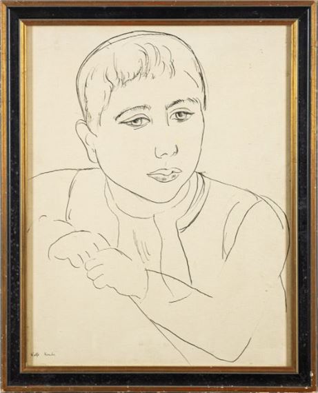 Edward Wolfe | Portrait of a boy - Pen and ink | MutualArt