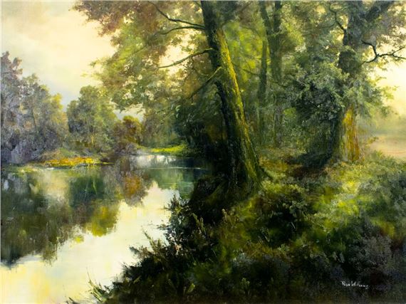 Ron Williams | Sunset Forest Lake Landscape | MutualArt