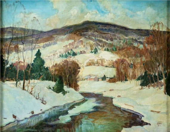 H E Winslow | Winter Stream Landscape | MutualArt