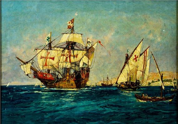 Charles Edward Dixon | Spanish Sail Ships (1928) | MutualArt