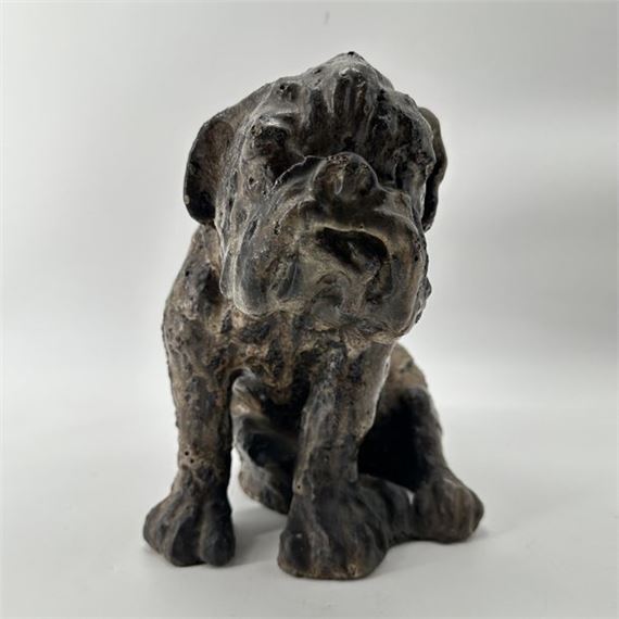 Arthur Craco | Glazed stoneware sculpture of a seated dog | MutualArt
