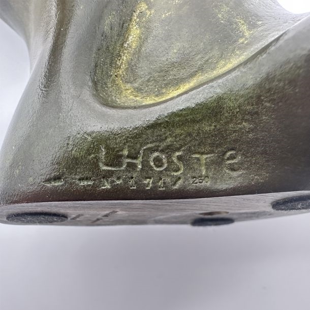Claude Lhoste | Stylized pig in bronze with green patina | MutualArt