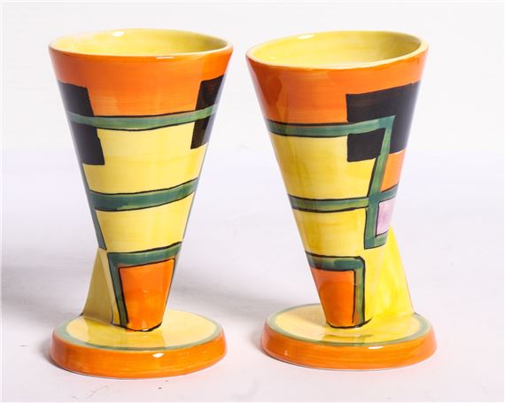 Clarice Cliff | A pair of Art Deco style vases | MutualArt